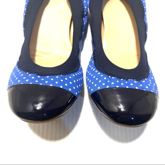 J. Crew | Shoes | Jcrew Mila Fabricpatent Leather Polka Dot Hidden ...